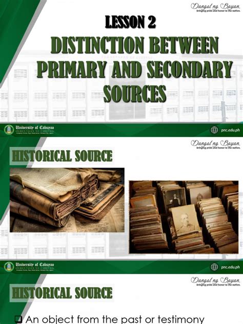 his101 lesson 2 distinction of primary and secondary sources