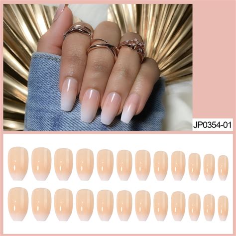 Zenghuiiii Long Coffin Acrylic Nails Press On French Nail Patch Short