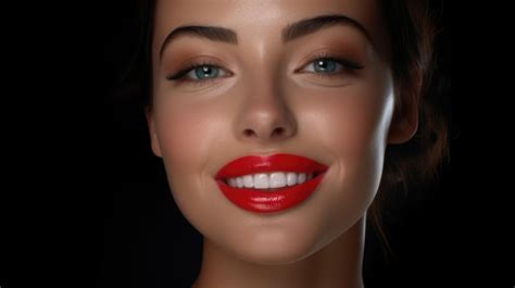 Premium Photo Female Model With Red Lips Glamour Ai