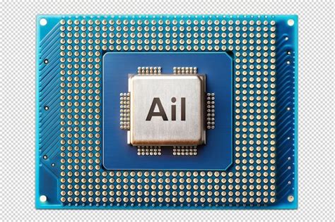 Technology Blue CPU Computer Microchips With AI Isolate On Transparency Background PNG