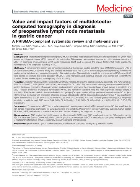 Pdf Value And Impact Factors Of Multidetector Computed Tomography In Diagnosis Of Preoperative