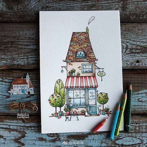 一组童趣彩铅插画 插画简笔画