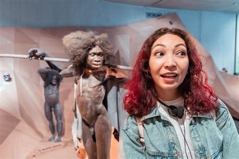 Premium Photo 22 July 2022 Neanderthal Museum Germany Funny Modern Homo Sapiens Girl Taking