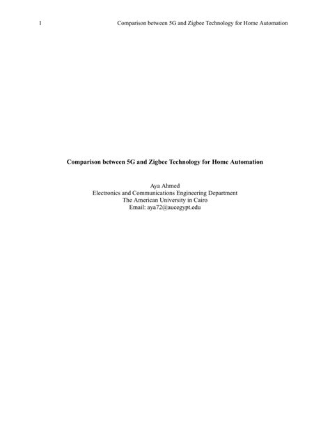Pdf Comparison Between 5g And Zigbee Technology For Home Automation