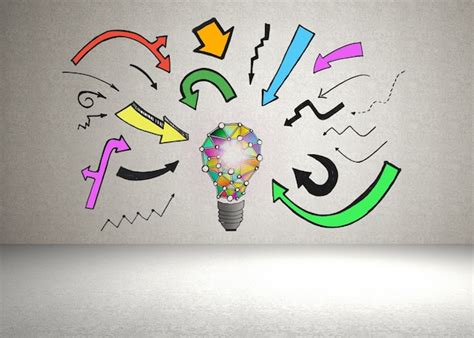 Premium Photo Colourful Light Bulb With Arrows