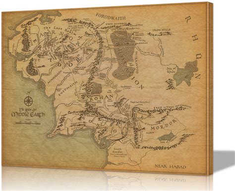 Lord Of The Rings Poster Map Of Middle Earth Lord Of The Rings Wall Ar