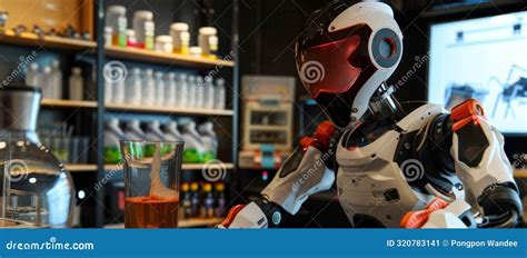 Advanced Robotics With Humanoid Robots Performing Complex Tasks Stock Illustration