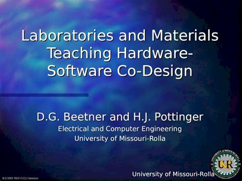Ppt Laboratories And Materials Teaching Hardware Software Co Design Dokumen Tips
