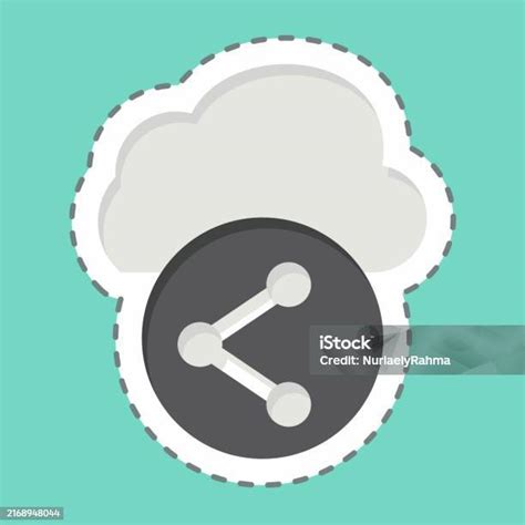 스티커 라인은 Cloud Share를 자릅니다 네트워크 기호와 관련이 있습니다 간단한 일러스트레이션 Cpu에 대한 스톡 벡터
