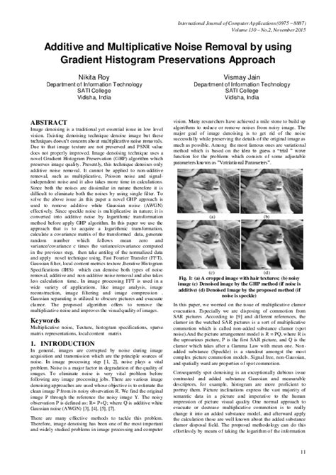 Pdf Additive And Multiplicative Noise Removal By Using Gradient Histogram Preservations Approach