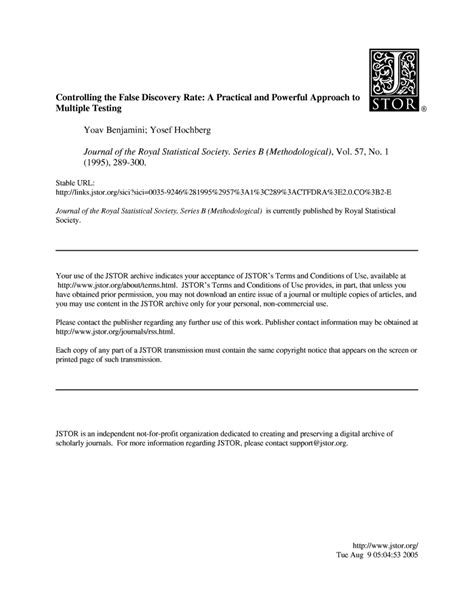 pdf controlling the false discovery rate a practical and powerful