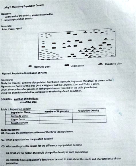 Solved Calculate Population Density Unit 2 Measuring Population