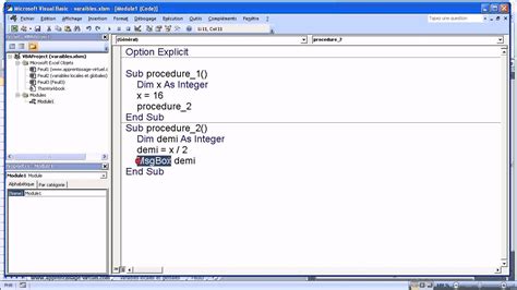 Vba Excel Variables Locale Et Globale Youtube