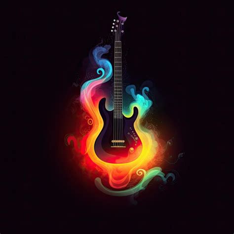Premium Ai Image Aesthetic Guitar With Amazing Colorful Look Bckground