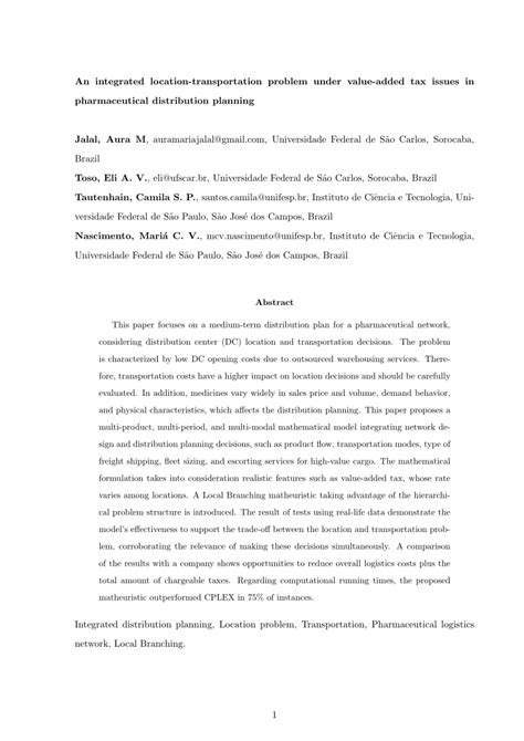 Pdf An Integrated Location Transportation Problem Under Value Added