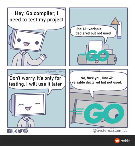 first time you write code in go compiler is savage r golang