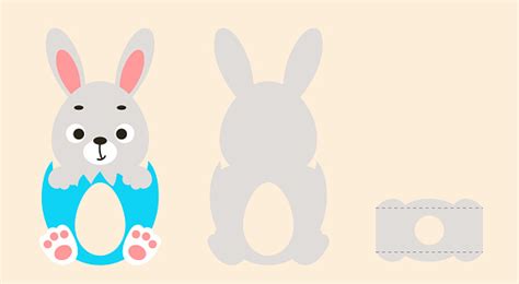 귀여운 부활절 토끼 초콜릿 달걀 홀더 인쇄 가능한 색상 구성표입니다 인쇄 잘라내고 접착제 부활절 달걀소매 종이 상자 벡터 스톡 일러스트레이션 Diy에 대한 스톡 벡터 아트