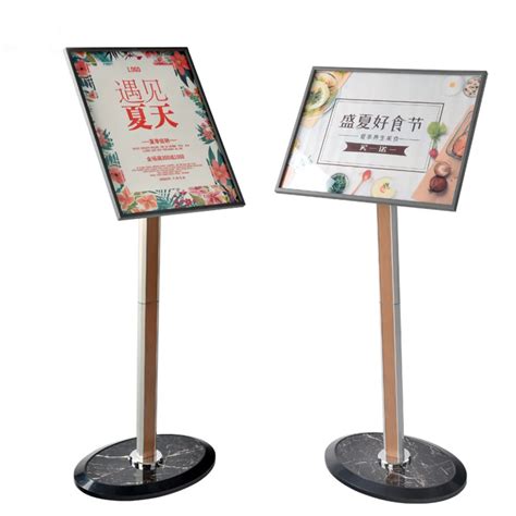 금속 포스터 프레임 플로어 스탠딩 광고 전시 알루미늄 사각 배너 스탠드 디스플레이 랙 쇼핑몰 가이드 사인 홀더