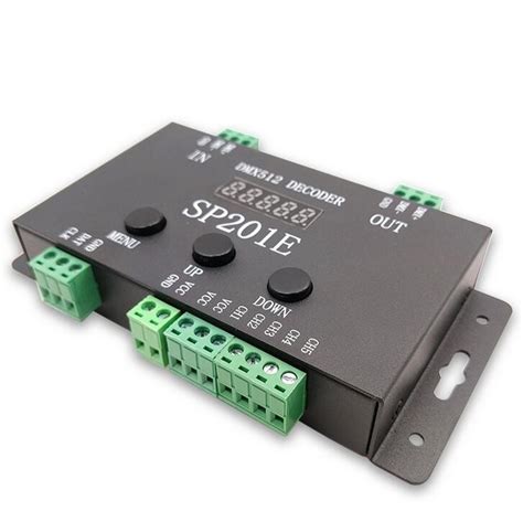 DC5V 24V SP201E DMX512 Decoder Controller 5 Channel SPI Signal Addressable RGB IC LED Strip Pixel