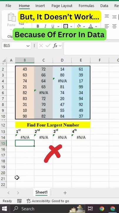 Find Largest Values With Errors In Excel Aggregate Large Formula