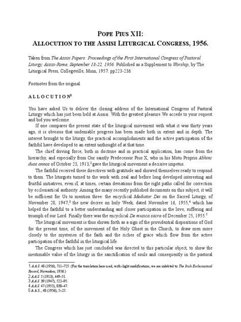 Pius Xii Assisi Allocution Pdf Eucharist Mass Liturgy