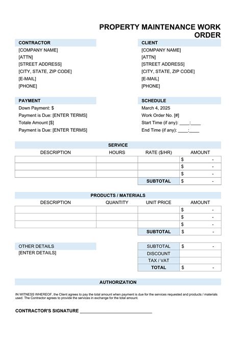 50 Free Work Order Templates Templatespark