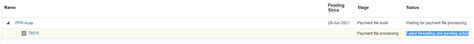 payment file processing status failed formatting and pending action