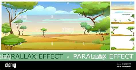 Landscape African Savannah Acacia And Sand Desert Set Of Slides Create Parallax Image Layer