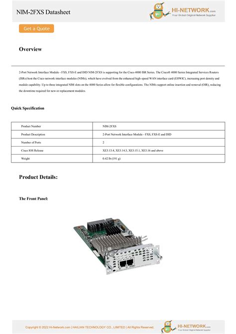 Cisco Nim 2fxs Datasheet By Hi Network Issuu