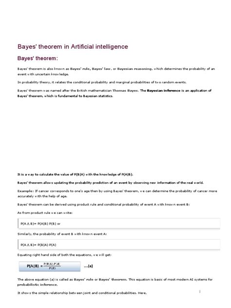 Bayes Theorem Ai Pdf Bayesian Inference Mathematics