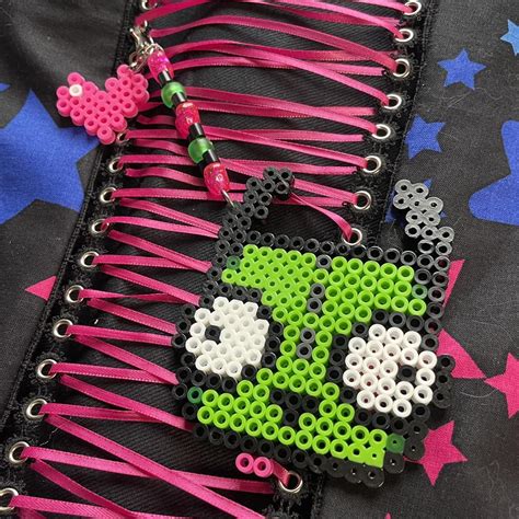 Invader Zim Gir Perler Bead Hot Pink And Green Depop