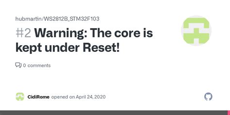 Warning The Core Is Kept Under Reset · Issue 2 · Hubmartinws2812bstm32f103 · Github