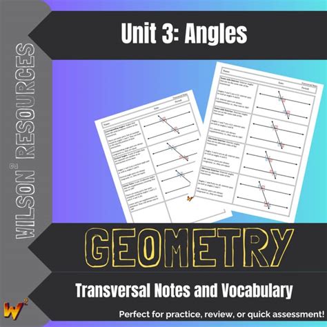 Parallel Lines Cut By A Transversal Notes And Vocab Geometry TPT