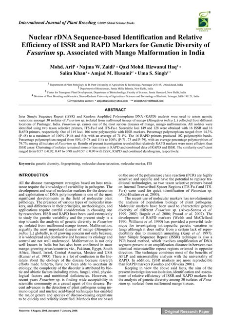 Pdf Nuclear Rdna Sequence Based Identification And Relative
