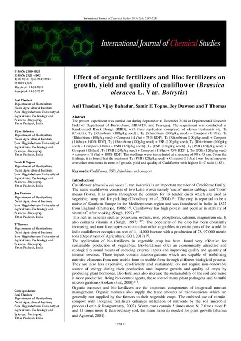 Pdf Effect Of Organic Fertilizers And Bio Fertilizers On Growth Yield And Quality Of