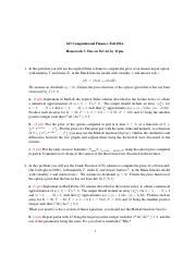 Hwk Pdf Computational Finance Fall Homework Due On Oct By Pm In This