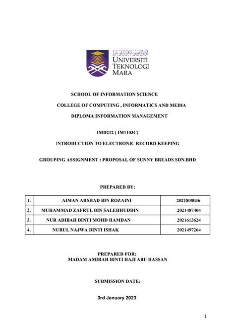 Imd212 Grouping Assignment 3 School Of Information Science College Of