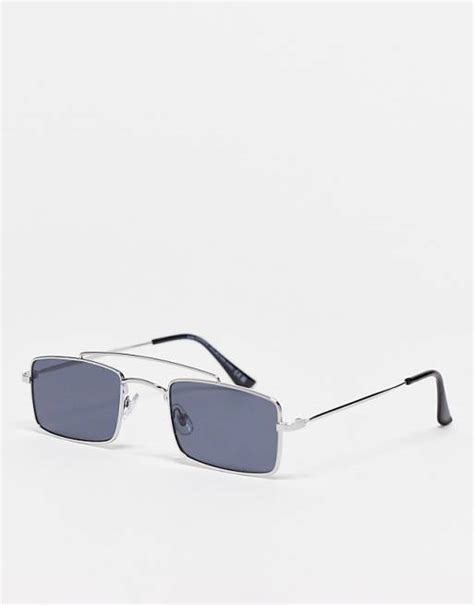 Svnx Sqaure Retro Sunglasses In Black And Silver Asos