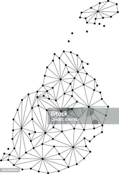 모리셔스 지도 다각형 모자이크의 네트워크 광선 및 점 벡터 일러스트 레이 션 라인 0명에 대한 스톡 벡터 아트 및 기타 이미지