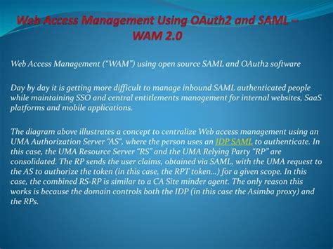 Web Access Management Using O Auth2 And Saml Wam 2 0 PPT