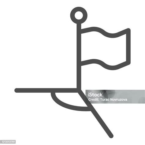 코너 킥 라인 아이콘입니다 필드 기호에 축구 플래그 흰색 배경에 윤곽 스타일 그림 모바일 컨셉 및 웹 디자인에 대한 스포츠 기호 벡터 그래픽 Championship에 대한