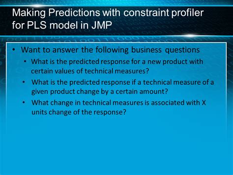 A Constrained Prediction Profiler For Partial Least Squares Regression Model In Jmp User