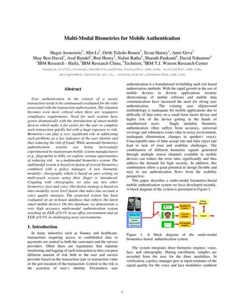 Ijcb2014 Multi Modal Biometrics For Mobile Authentication Final Version Pdf