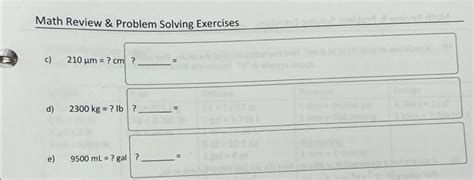 Solved Math Review Problem Solving Exercises c μm Chegg
