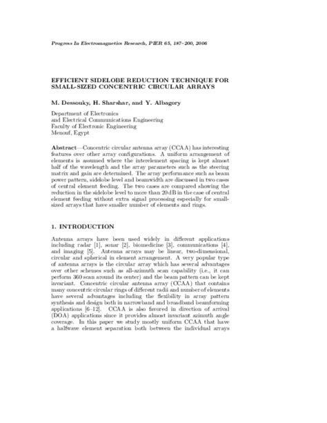 Pdf Efficient Sidelobe Reduction Technique For Small Sized Concentric Circular Arrays