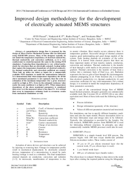 Pdf Improved Design Methodology For The Development Of Electrically Actuated Mems Structures