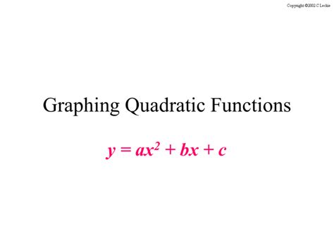 Graphing Quadratic Functions In Standard Form