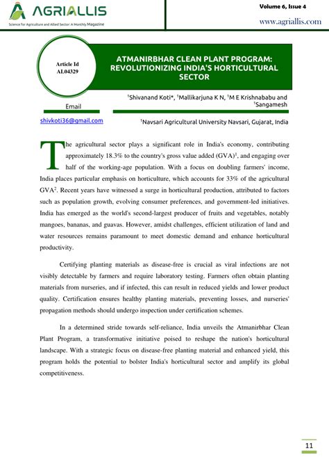 Pdf Atmanirbhar Clean Plant Program Revolutionizing Indias Horticultural Sector