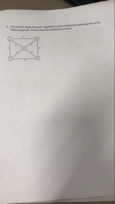 Solved 6 10 Points Apply Kruskals Algorithm To Find A