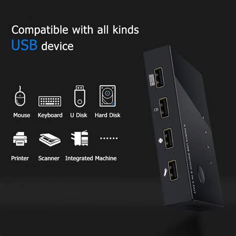 Usb Switch Kvm Switch Box 4 Port 4k Usb Switcher P Grandado